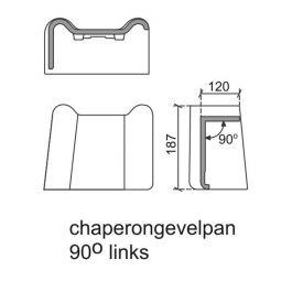 Monier Postel 20 Chaperongevelpan links 90° Double Black