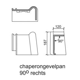 Monier Postel 20 Chaperongevelpan Rechts 90° Double Black